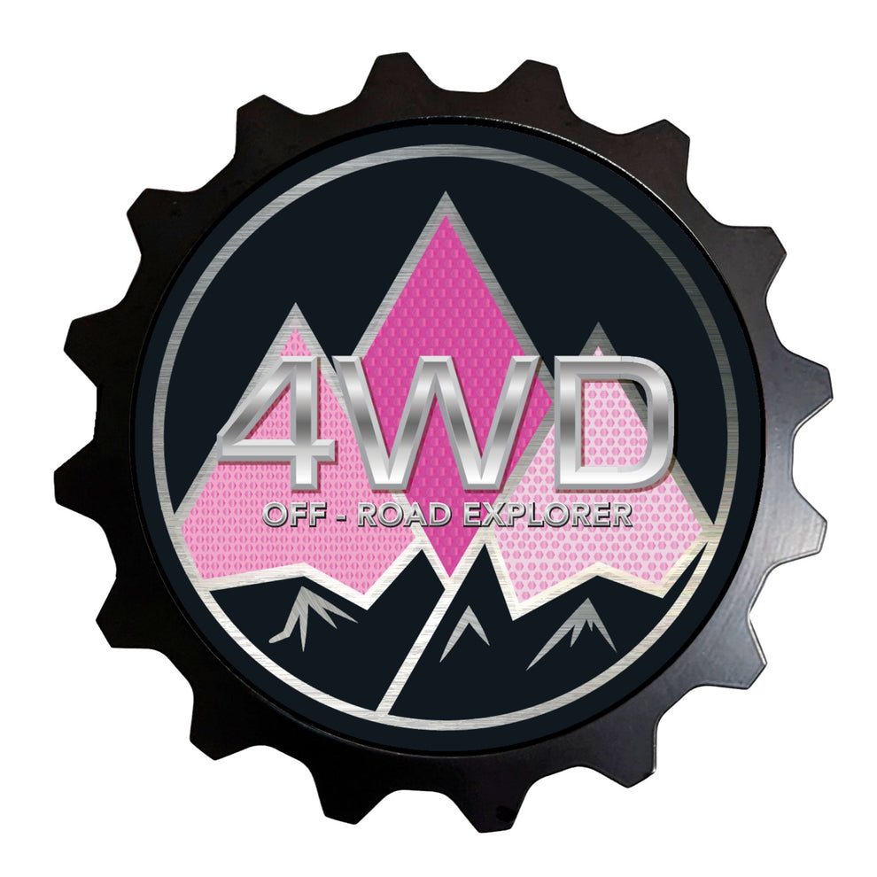 Aluminum Grille Badge Emblem For Toyota Tri-Mountain 4WD Pink ...